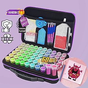 Diamond Painting Storage Container 60 Slots, Diamond Painting Accessories Kit Art Case, Diamond Painting Tools and Accessories Storage Containers Suitable for DIY Craft Jewelry Bead Painting Supplies