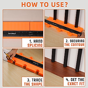 VEITORLD Contour Gauge Profile Tool, Shape Duplicator with Lock, Gifts for Men Dad Husband Him Grandpa Valentines Day Birthday, Stocking Stuffers for Men, Flooring Tools for Woodworking, Construction