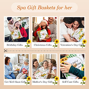 ZRFMIB Sunflowers Gift Baskets for Women, 11 Pcs Birthday Gift, Get Well Soon Gift Basket, Relaxing Care Package, Unique Gifts for Her, Mom, Sister, Wife, Girlfriend, Daughter, Female Friends