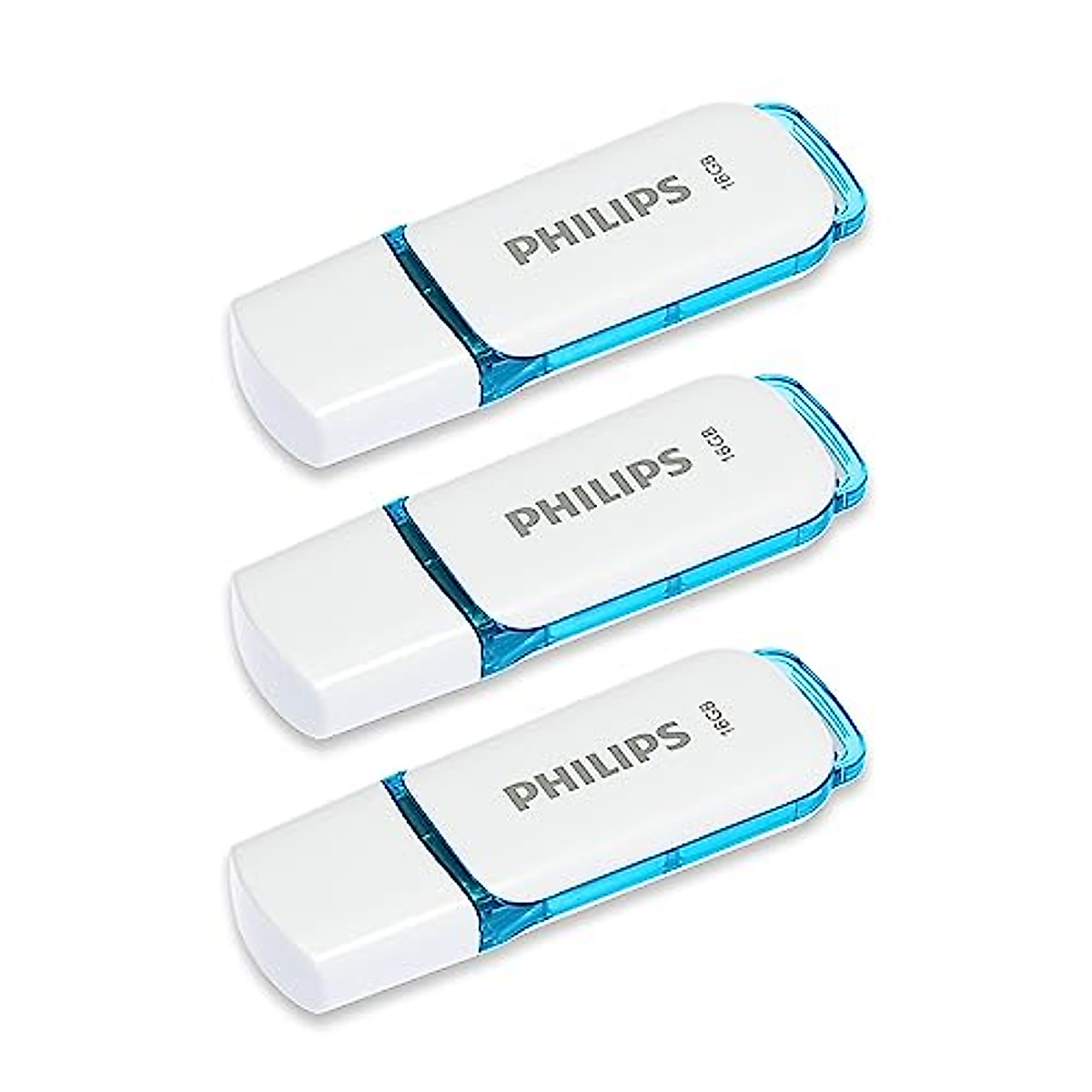 PHILIPS 16GB Flash Drive, Snow Edition USB 2.0 - White/Blue - 3-Pack