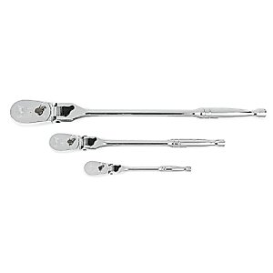 GEARWRENCH 3 Piece 1/4", 3/8" and 1/2" Drive 84 Tooth Locking Flex Head Teardrop Ratchet Set - 81276A-07