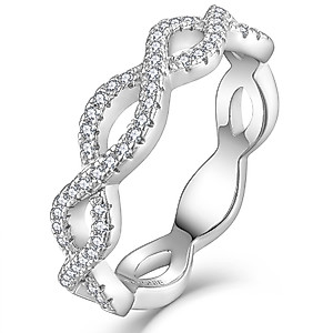 Fahonie Infinity Ring for Women Stackable Ring 925 Sterling Silver cut 5A Cubic Zirconia CZ Promise Ring(Size10)