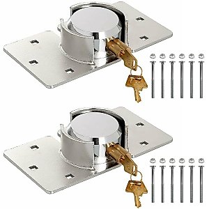 BEVISKkki 2 Pack Hidden Shackle Padlock Heavy Duty Solid Steel Cargo Van Door Locks Anti Theft with Hasp 73MM Puck Lock High Security Garage Shed Door Lock with 4 Keys for Trucks, Gates, Vans,Trailer