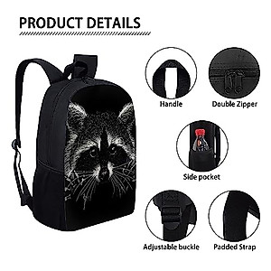 Mumeson Animal Raccoon Print Schoolbags Lightweight Back to School Supplies Bookbags Laptop Backpack Large 17 Inches Backpack Daypack