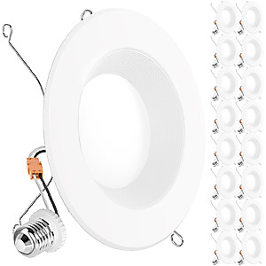 Sunco Lighting 16 Pack Retrofit LED Recessed Lighting 6 Inch, 5000K Daylight, Dimmable Can Lights, Baffle Trim, 13W=75W, 965 LM, Damp Rated - Energy Star
