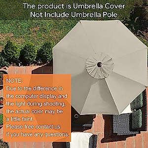 EliteShade USA Sunumbrella 9ft Replacement Covers 8 Ribs Market Patio Umbrella Canopy Cover (CANOPY ONLY) (Beige)