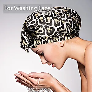 2 Pieces Shower Caps for Women, Waterproof Reusable Shower Hair Caps Elastic Hem Shower Bath Caps for Long, Short and Curly Hair for Women Girls (Palm Leaf and Stripe)