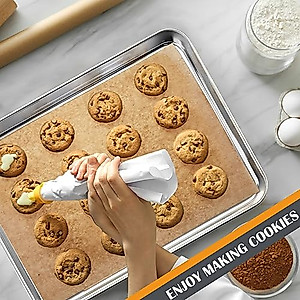 2Pcs Baking Sheet Pan Set (16inch), Joyfair Stainless Steel Large Cookie Sheets, Commercial Metal Pans Tray Oven Bakeware for Jelly Roll/Bread/Bacon, Non Toxic & Healthy, Rust-free & Dishwasher Safe