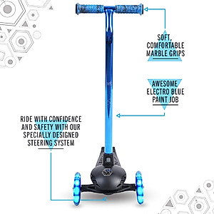 Sullivan 3 Wheel Scooter for Kids | Kids Scooter with LED Light-Up Wheels, Anti-Slip Deck, T-Bar, ABEC 5 Bearings & Rear Brake | Mini Scooter for Toddlers Ages 3 and Up