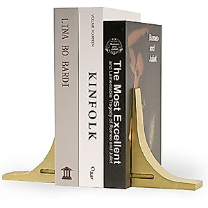 Ambipolar Gold Cast Iron Bookends, Sharp Triangle Theme, Decorative Bookends for Living Room, Office, Desktop, Bookshelves Decor, Bookends for Heavy Books