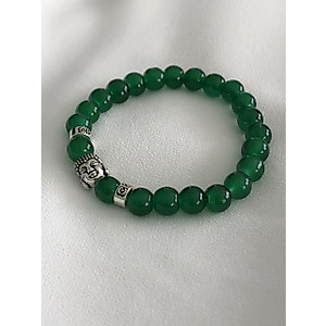 Secret for Longevity Dark Green Chinese Synth Jade Jadeite Buddha Zen Buddhist Prayer 8mm Beads Mens Womens Stretch Good Luck Yoga Bracelet