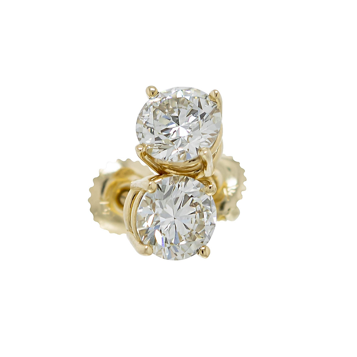 14k Yellow Gold Lab Grown Diamond Stud Earrings IGI Certified (2.0 cttw, H-J Color, VS2-SI1 Clarity)