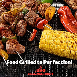 JUENFO Grill Mesh Mats for Outdoor Grill- 2020 Upgraded Reusable NonStick BBQ Grill Mesh Mat with Extreme Heat Resistance of 360°C/600°F for Long Use- Easy Clean 3 Pack Mesh Grill Mat for All Grills