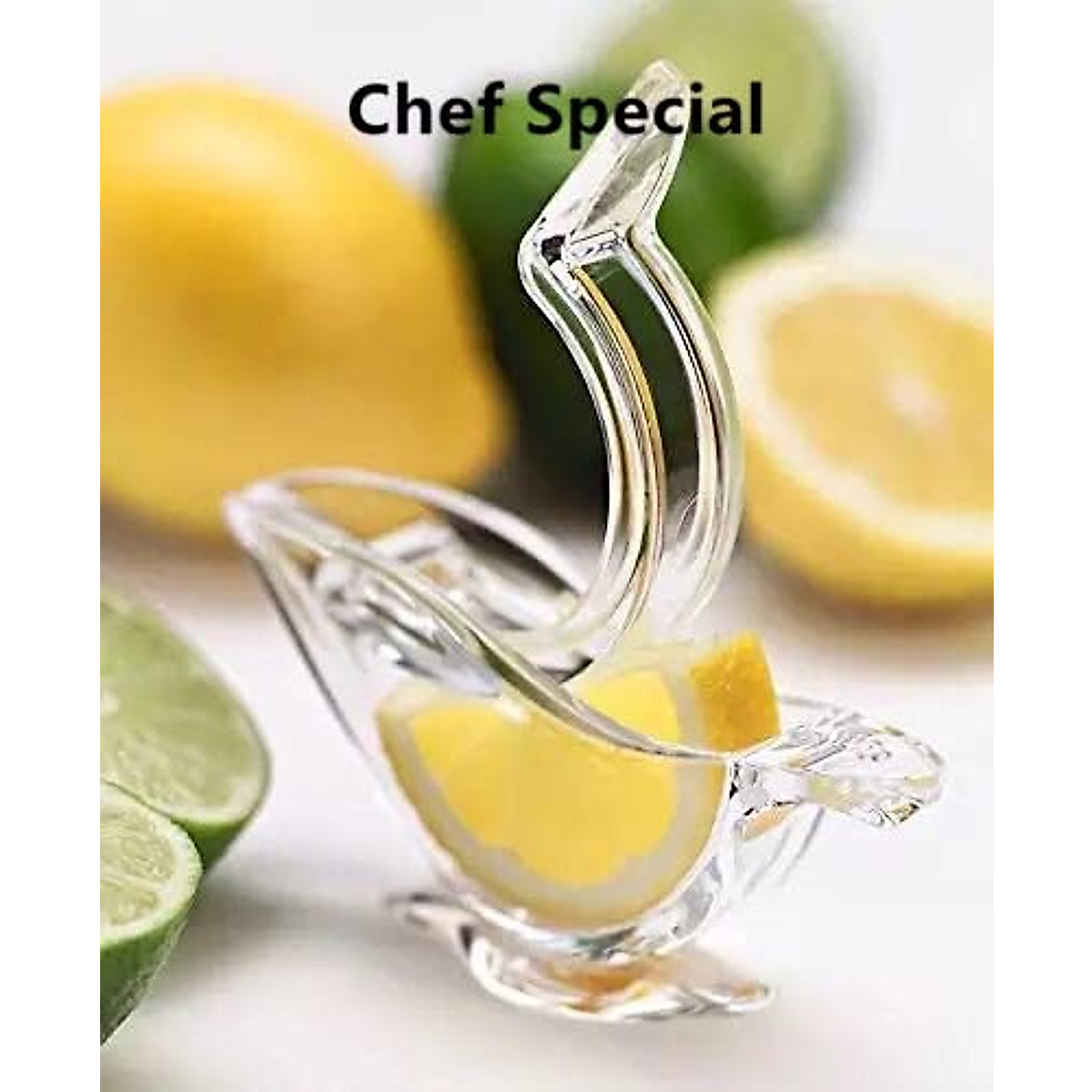 New Acrylic Manual Lemon Slice Squeezer, Portable Transparent Fruit Juicer, Elegance Bird Shape, Hand Juicer for Orange Lemon Lime Pomegranate (2Pcs)