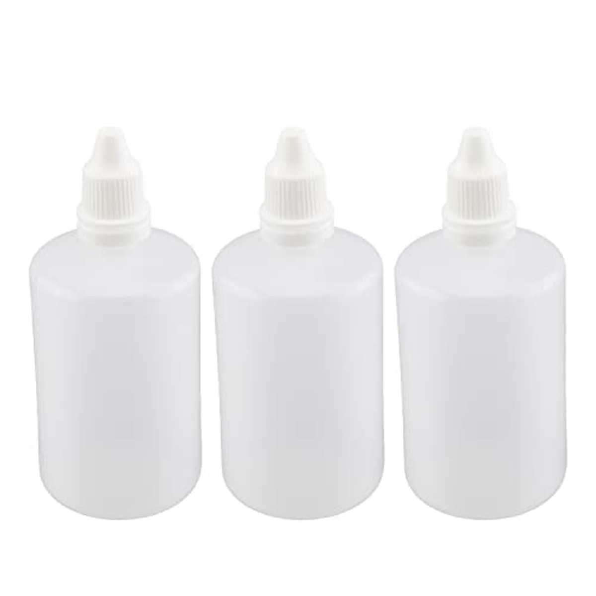 Othmro 3.3oz PE Lab Eye Plastic Dropper Bottles 3pcs, 100ml Squeezable Eye Liquid Dropper Thin Mouth Via of Liquid Sample Seal Storage Bottle with Childproof White Cap