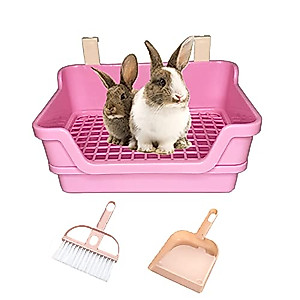 WEWAYKGJ Large Rabbit Litter Box Rabbit Potty Box Pet Corner Toilet Bunny Litter Pan Potty Trainer for Adult Rabbits,Adult Rats,Adult Chinchilla,Rex Rabbits, Ferrets, Adults Guinea Pigs