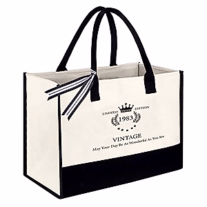 40th Birthday Gifts for Women, Canvas Tote Bag with Zipper Suitable for 40 Year Old Birthday Gifts for Women, 40th Birthday Decorations for Women