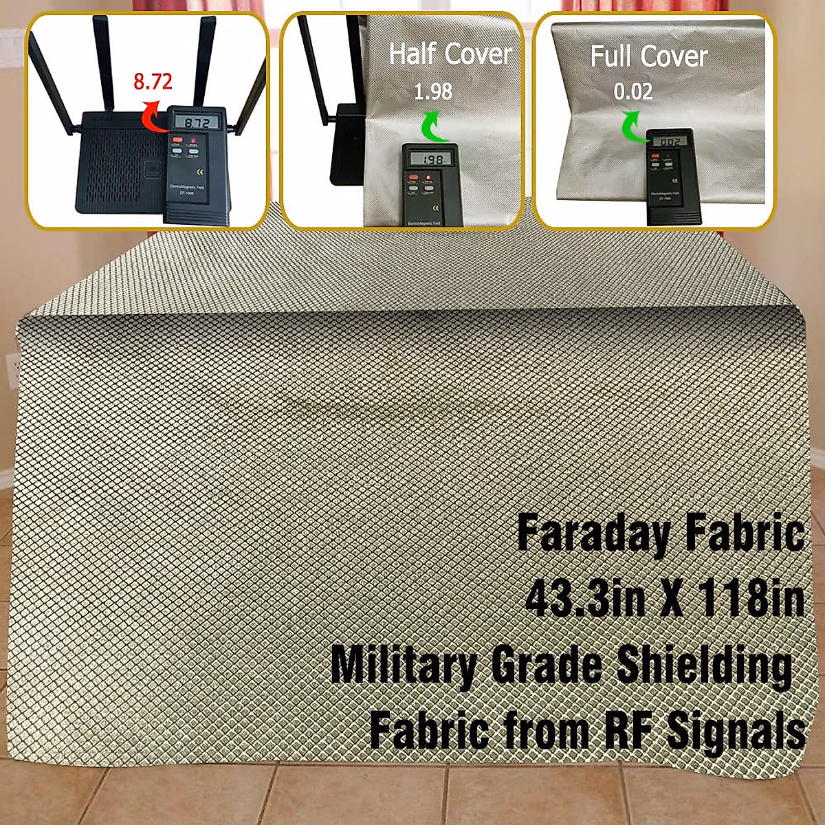 Fara day Fabric 43.3in * 118in, Conductive Fabric Made from Copper and Nickle Fara day Fabric, Military Grade Material DIY for Protection from Bad