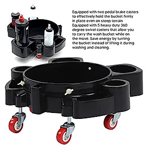 Feya Rolling Bucket Dolly Heavy Duty Multifunctional Rolling Dolly with 5 Swivel Casters Construction