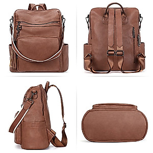 CLUCI Backpack Purse for Women Fashion Crossbody Bags Purses for Women, Leather Messenger Tassel Bag, Medium Travel Handbags Multiple Pockets, Fall Vintage Shoulder Bags Brown