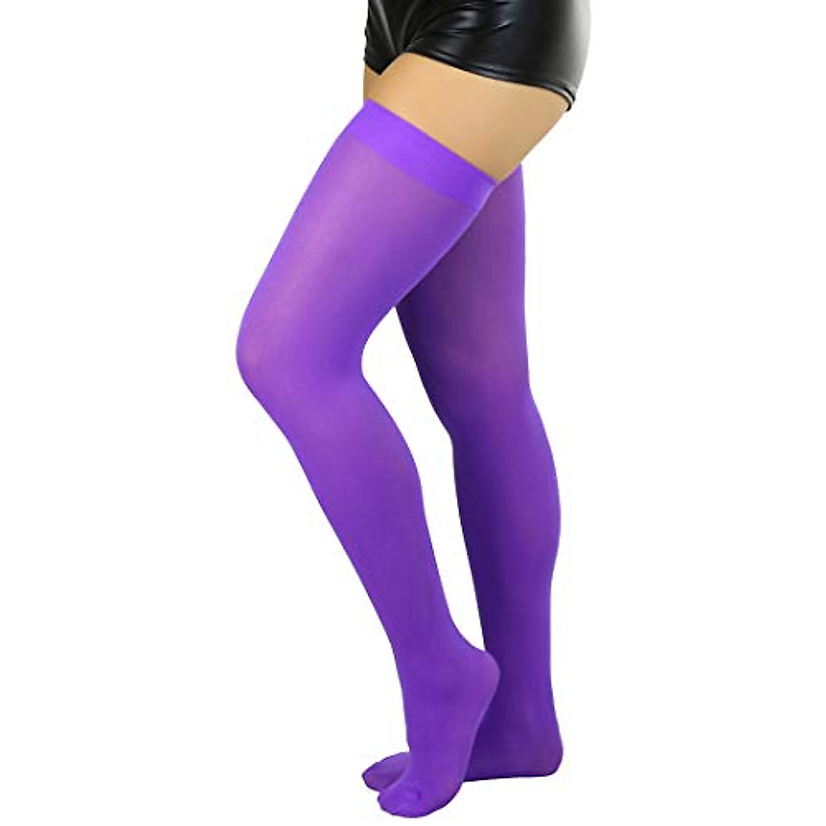 ToBeInStyle Women's Nylon Thigh High Schoolgirl Opaque Stockings (Purple)