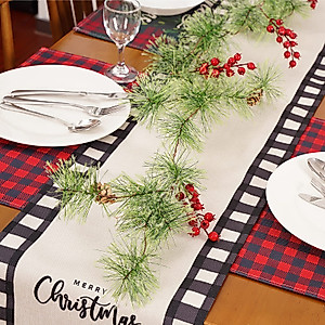 KaKaPops Christmas Garland with Lights, 6 FT Battery Operated Garland with 60 LED Lights, Timer, Lighted Garland with Berries Pine Cones for Mantle Stairs Railing Home Xmas Decoration Indoor