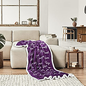 RHF Warm Sherpa Blanket - Gifts for Women Birthday Gift Soft Throw Blankets for Mom Friend Grandma Family Cozy Fuzzy Sherpa Throw Blanket for Couch Dog Pet Positive Happiness(Throw, Purple)