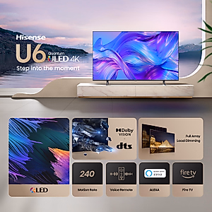 Hisense 50-inch ULED U6 Series Quantum Dot QLED 4K UHD Smart Fire TV (50U6HF, 2022 Model)