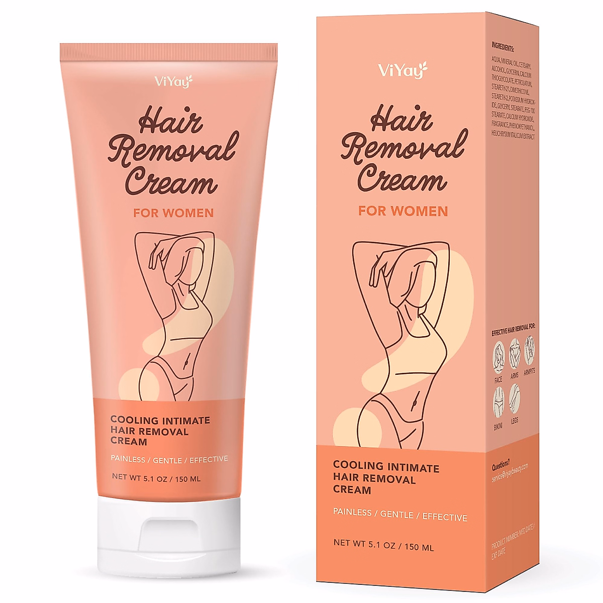 Hair Removal Cream for Women, Intimate Hair Removal Cream, Hair Removal Cream Sensitive Skin, Private Hair Removal Cream For Public Hair, Hair Remover Cream, Depilatory Cream for Pubic Hair, Body & Bikini Hair Removal Cream, For All Skin Types,150ml