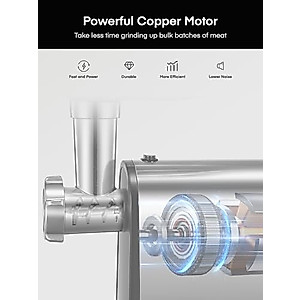 Electric Meat Grinder, 2600W Max Meat Grinders for Home Use, HOUSNAT 3 in 1 Heavy Duty Meat Mincer with 2 Blades and 3 Plates, Sausage Stuffer Tube & Kubbe Kit, Stainless Steel