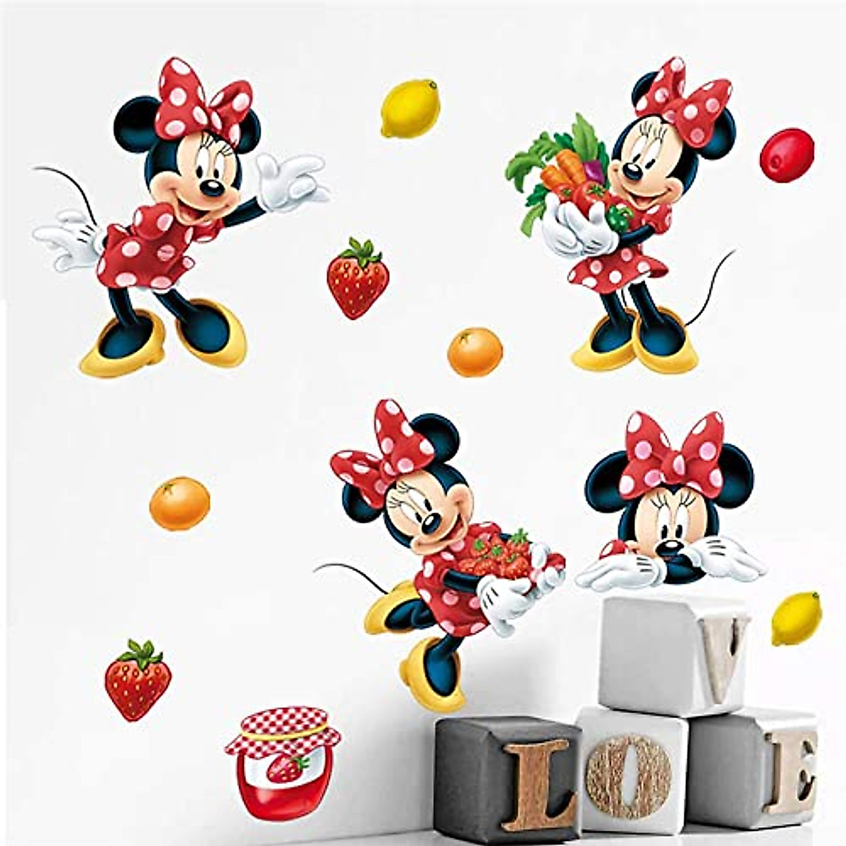 SchwartsCount-Minnie Mouse Wall Decals, Minnie Mouse Wall Stickers, Disney Minnie Wall Decals, Removeable Vinyl Cartoon Peel and Stick Large Sticker
