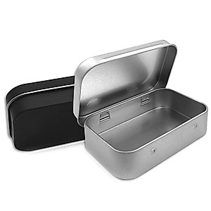 CYISONAL 4 Pcs Metal Hinged Tin Box Container Mini Portable Small Storage Container Kit with Lid for Home Storage,3.9x2.3x1.1 Inch