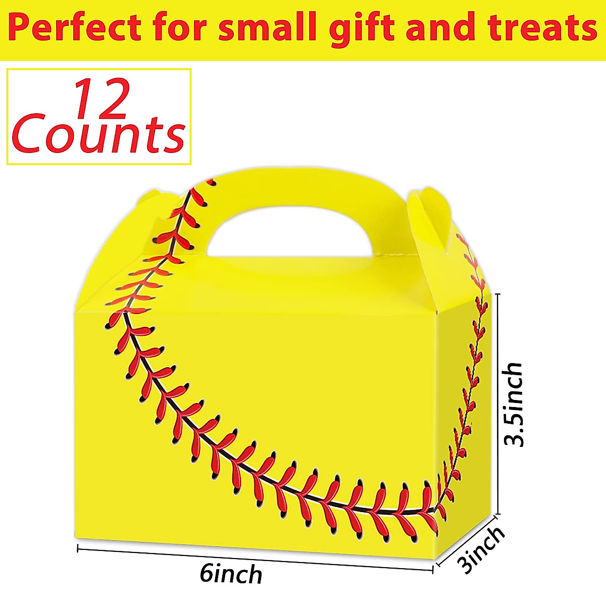 gisgfim 12 Pcs Softball Party Gift Treat Box, Softball Candy Goodie Favor Box for Softball Theme Birthday Baby Shower Party Favors Supplies Decorations