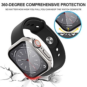 Suoman Apple Watch 44mm Screen Protector, Tempered Glass Case Cover for iWatch Series 6/5/4/SE 2 (Titanium)