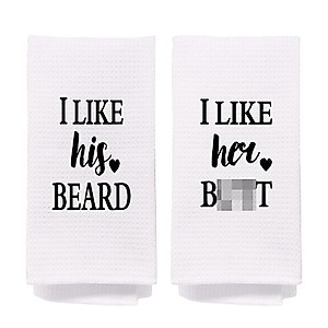 NEGIGA I Love His I Like Her Bath Towels 24x16 Inch Set of 2,Funny Couple Towels Decor Decorative Dish Hand Tea Bath Towels for Kitchen Bathroom,Wedding Valentine’s Day Gifts