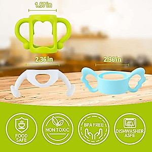 (3-Pack) Bottle Handles for Dr Brown Narrow Baby Bottles, 3 Styles 2 Sizes, Soft Silicone Bottle Holder for Baby Self-Feeding, Teach Baby to Drink Independently,Easy to Grip, BPA Free Soft Silicone