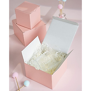 JTRF Corrugated Cardboard Gift Boxes with Lids – 10-Pack Recyclable Cardboard Boxes for Gifts, Invitations, Organization Sturdy Kraft Boxes – Gift Boxes Bulk Pack (8 x 8 x 4) (Pink)