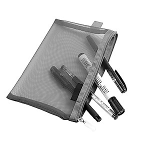 Topfinder Clear Cosmetic Bags Zip Makeup Mesh Bags Pencil Case Pouch Travel Toiletry Kit Set Storage Case (Grey)