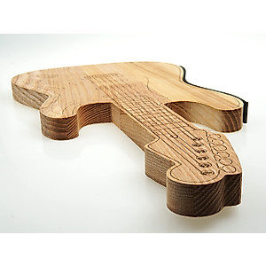 Guitar shaped cutting board wood for kitchen, Wooden serving platter charcuterie cheese board, Guitar accessories gifts, Ashwood Butcher Block, Unique guitar body music lover gift for men