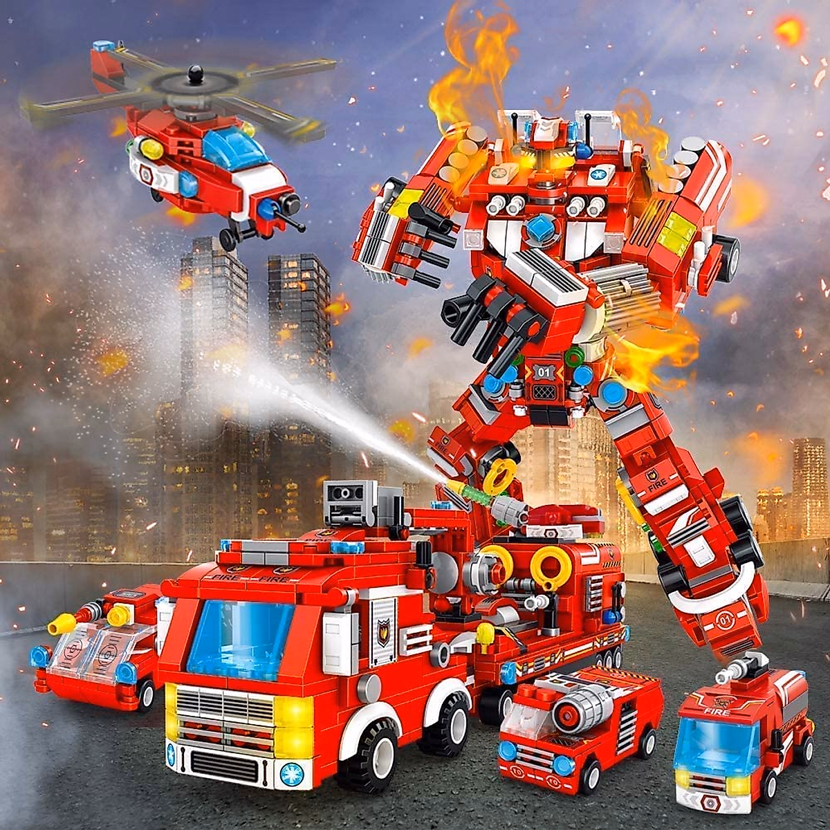 VATOS Robot Building Toys - 35 Models STEM Truck Construction Set for Boys Girls Age 6 7 8 9 10 11 12 Years Old (Red)