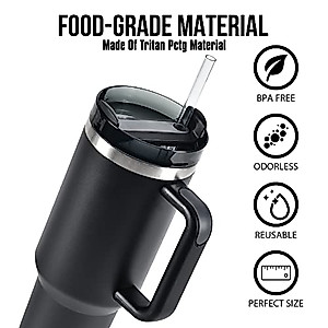 Replacement Straw for 40 oz Stanley Tumbler with Handle, 10 Pack Extra Long Straight Reusable Clear Straws with 2 Cleaning Brushes for Stanley Adventure Quencher Travel Cup Water Bottle Accessories