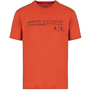 A|X ARMANI EXCHANGE Men's Underlined Logo Design Slim Fit T-Shirt, Rooibos Tea, M