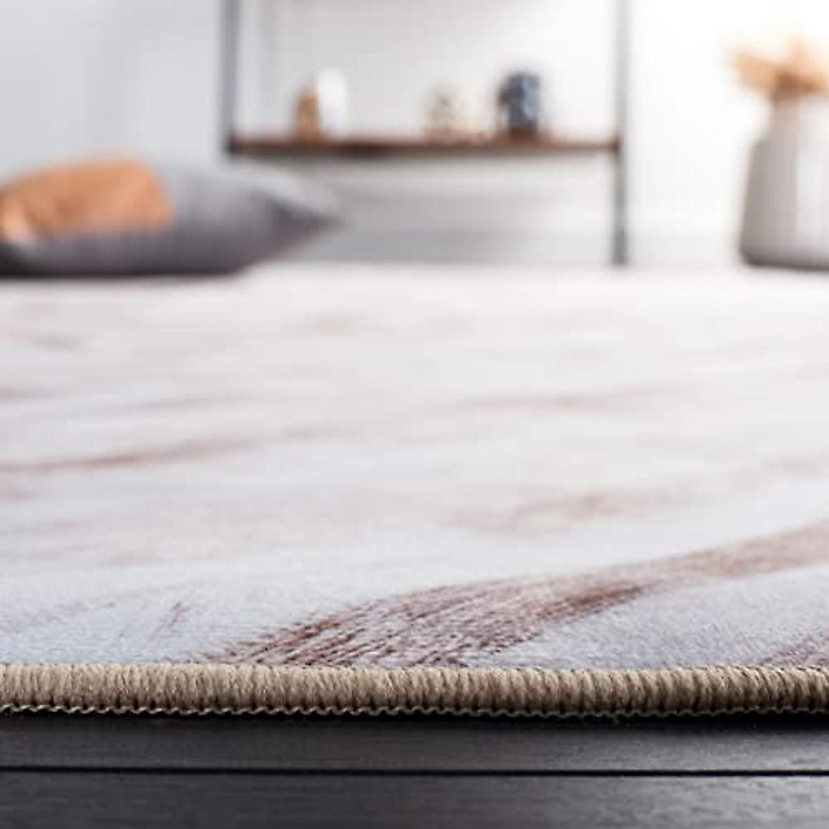 Safavieh Faux Hide Collection Machine Washable Slip Resistant 8' x 10' Beige/Brown FAH526A Rustic Lodge Modern Glam Bedroom Living Room Area Rug