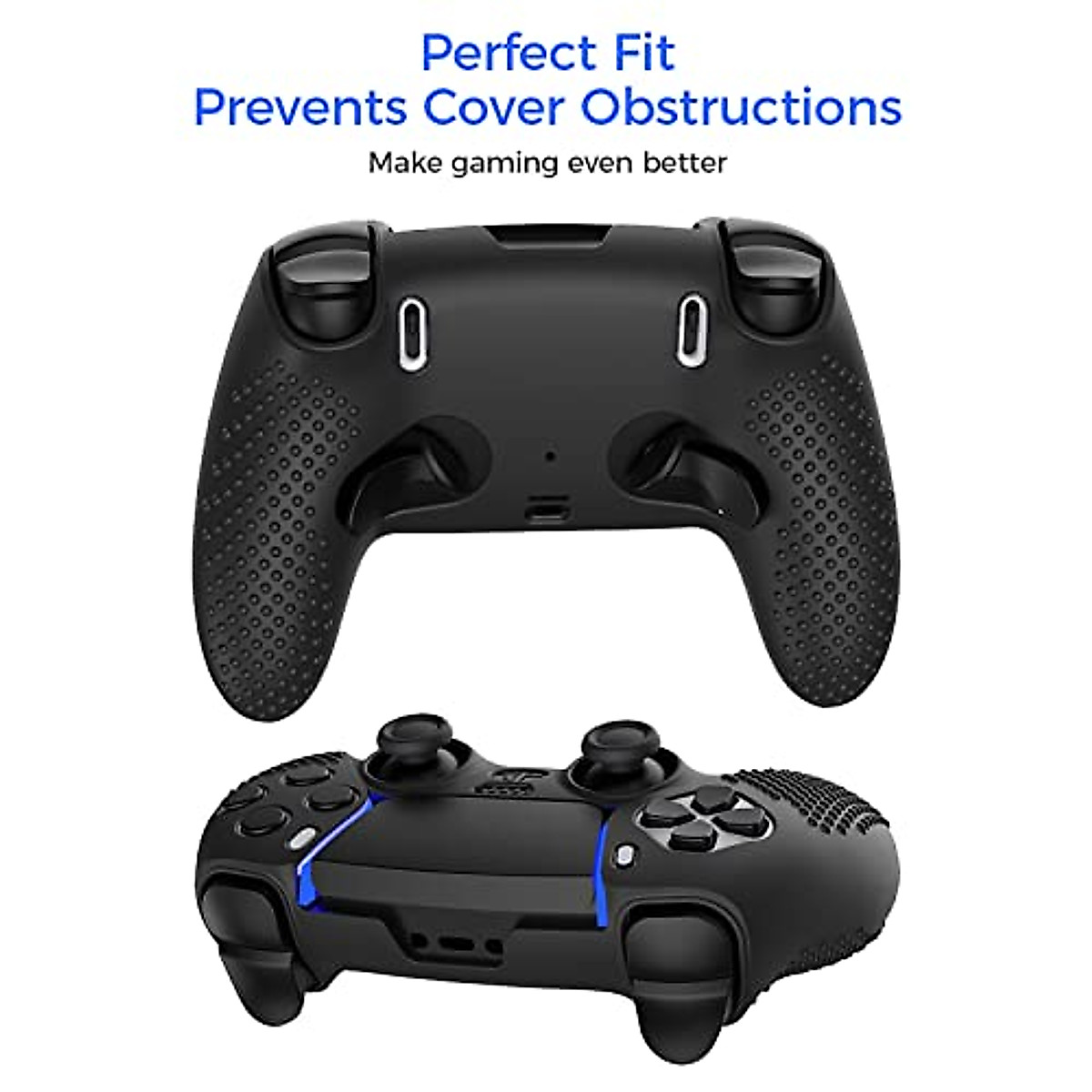 KOEBSHPE PS5 Edge Controller Anti-Slip Protective Cover, Ergonomic Soft Rubber Protective Case Cover for Playstation 5 PS5 Edge Controller with Thumb Grips and Triggers Extenders(Two Packs)