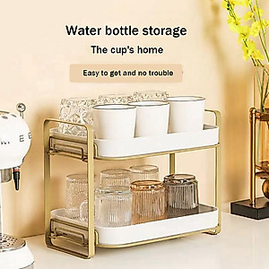 2-tier Kitchen Cup shelf ,Dish and Bowl Storage organizater, Water cup glass cup coffee cup mug cup Stemware cup storage rack,Cupboard Cabinet Countertop tray Household vegetable drain rack (white)