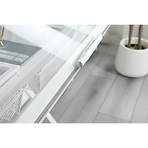 Seed Spring Adjustable Tempered Glass Drafting Printing Table, Modern Design Drafting Table Desk with Chair, Solid Construction, White Printing Desk with Storage Space for Home Office School