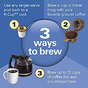 Hamilton Beach 49902 FlexBrew Trio 2-Way Coffee Maker, Compatible with K-Cup Pods or Grounds, Combo, Single Serve & Full 12c Pot, Black - Fast Brewing