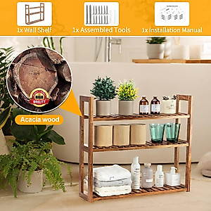 MEHL CLUB 3 Tier Wood Shelf, with Adjustable Layer, Multifunctional Standing Shelf Units for Bathroom, Living Room, Kitchen, Size 23.6x21.2x5.9in, Walnut Color