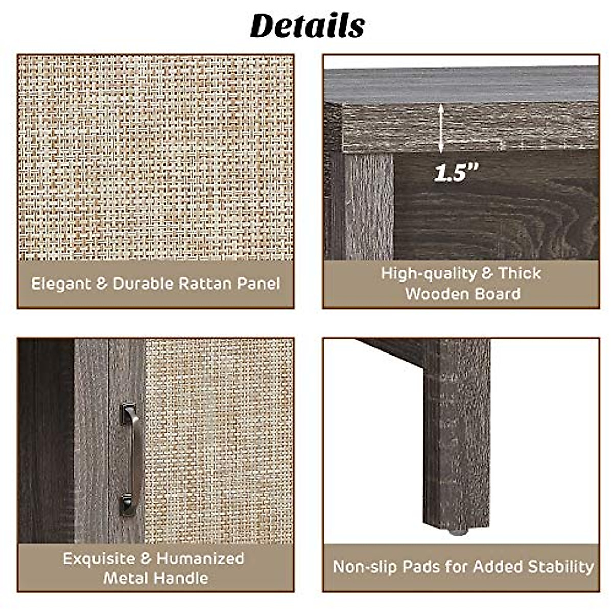 Tangkula Computer Desk with Storage Cabinet, Rustic Wooden Writing Desk Study Desk with Metal Handle, Compact Computer Desk Workstation Laptop PC Desk for Home Office (Grey Oak)