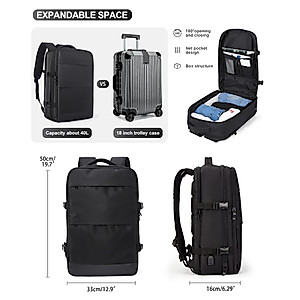 VGCUB Carry on Backpack,Large Travel Backpack for Women Men Airline Approved Gym Backpack Waterproof Business Laptop Daypack with Shoe Compartment, Black